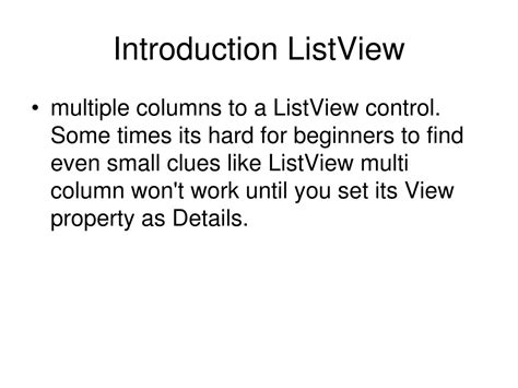 Ppt Listview Controlvbnet Powerpoint Presentation Free Download