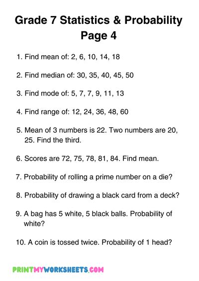 7th Grade Statistics And Probability Worksheets Pdf Free Math