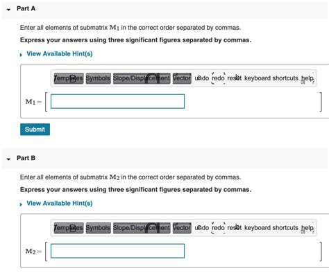 Solved Part A Enter All Elements Of Submatrix M1 In The
