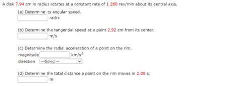 Solved A Disk Cm In Radius Rotates At A Constant Rate Chegg