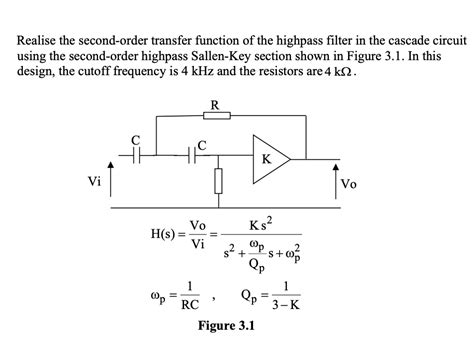 solved realize the second order transfer function of the high pass