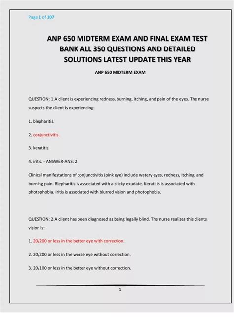 Anp 650 Midterm Exam And Final Exam Test Bank All 350 Questions And Detailed Solutions Latest