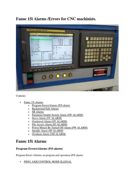 Fanuc 15i Alarms Pdf Computer Data Storage Parameter Computer