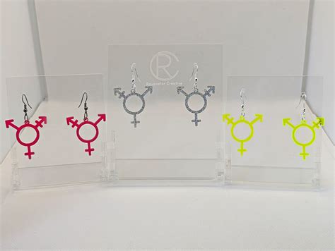 Transgender Symbol Earrings Dangly Bold Trans Lqbtq Pride Jewellery