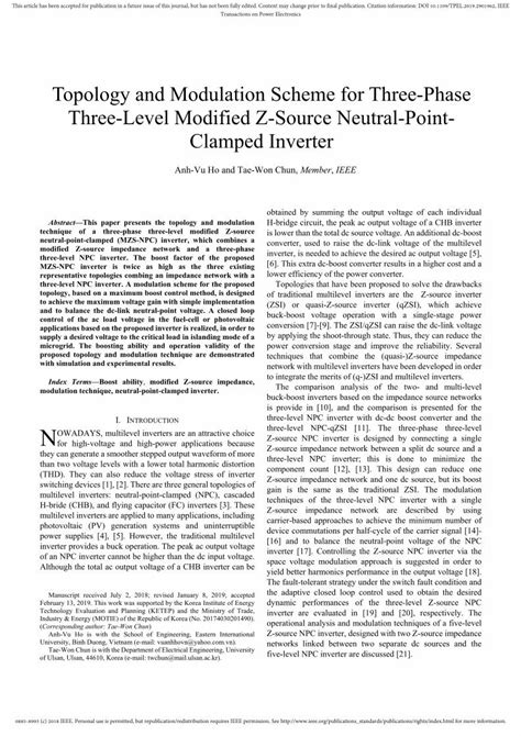 pdf topology and modulation scheme for three phase three level