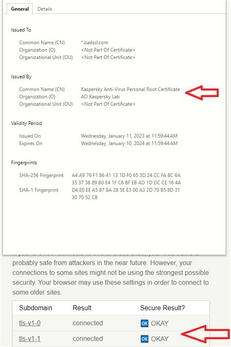 Scan Encrypted Connectionsoption Enables Tls 10 And Tls 11 Kaspersky Free Kaspersky