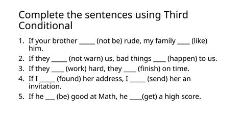 Third Conditional Presentation Exercises Pptx
