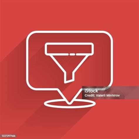 흰색 선 긴 그림자로 격리 된 판매 깔때기 아이콘위치 인포그래픽 템플릿 벡터 일러스트레이션 개념에 대한 스톡 벡터 아트 및 기타 이미지 Istock