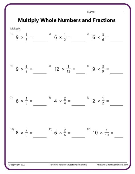 Multiply Fractions With Whole Numbers