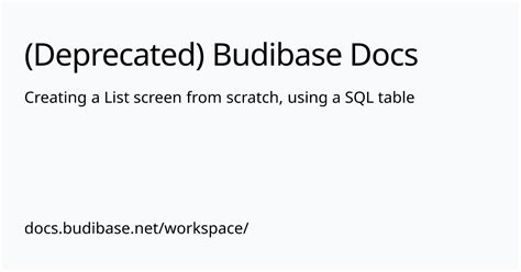 Creating A List Screen From Scratch Using A Sql Table Deprecated