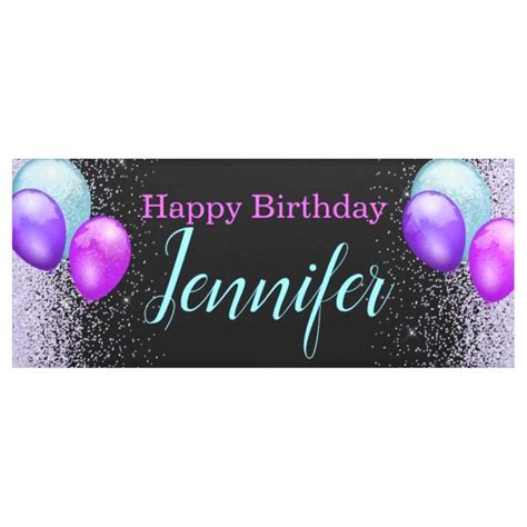 Balloons And Glitter Horizontal Birthday Banner Zazzle Birthday