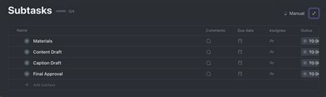 Task Subtask Template Rclickup
