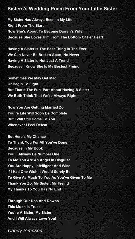 Wedding Poem Sister 60 Photos