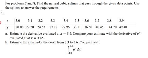 Solved For Problems And Find The Natural Cubic Splines Chegg