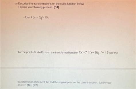 solved a describe the transformations on the cubic function