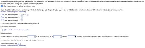 Solved Two Independent Random Samples Have Been Selected