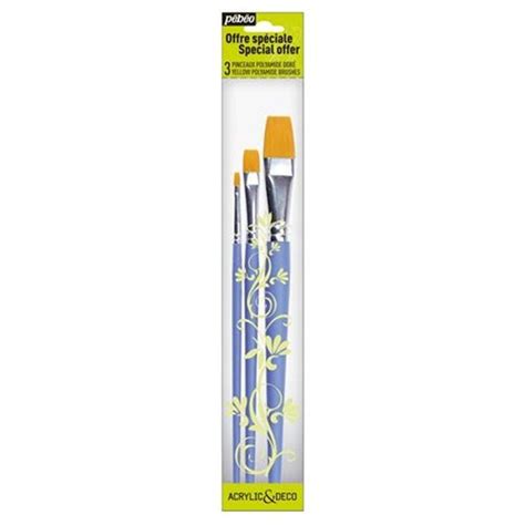 Pebeo Brush Set 3 Short Handle Flat