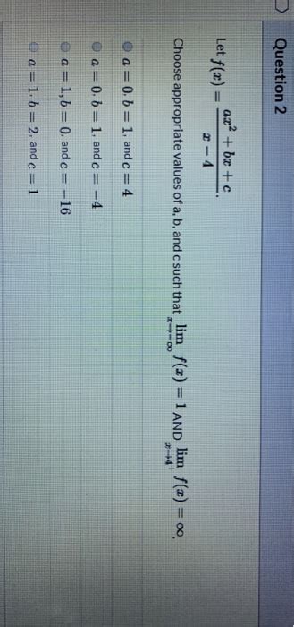 Solved Question 2 Let F X Ax Bx C 2 4 Choose Chegg Com