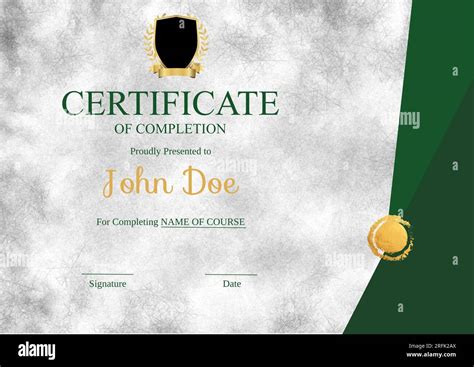 Composition Of Certificate Of Completion Text In Gold Frame With Copy