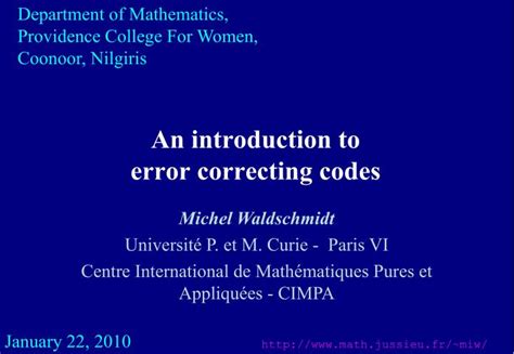 Ppt An Introduction To Error Correcting Codes Powerpoint Presentation