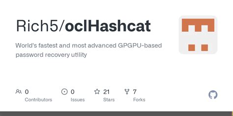 Github Rich5oclhashcat Worlds Fastest And Most Advanced Gpgpu Based Password Recovery Utility