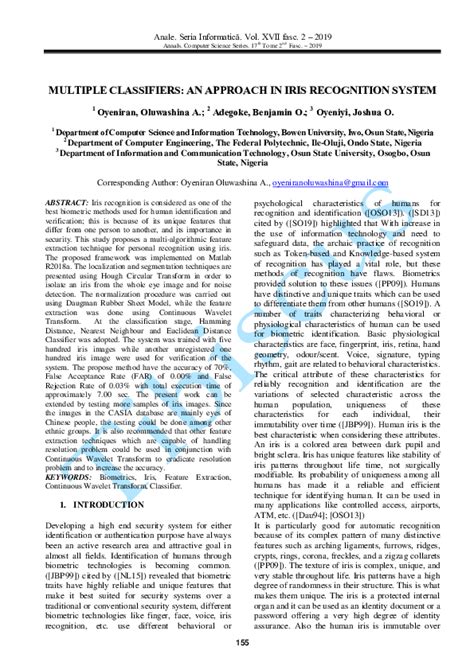 Pdf Multiple Classifiers An Approach In Iris Recognition System