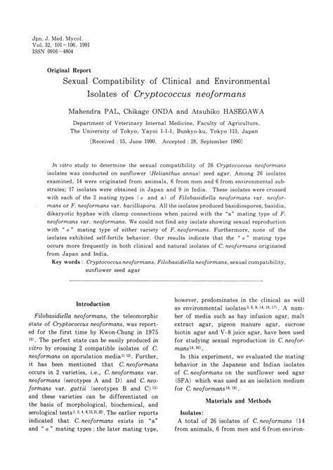 Pdf Original Report Sexual Compatibility Of Clinical And