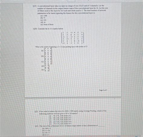 Q19 A Coovolutional Layer Takes As Input An Image Of