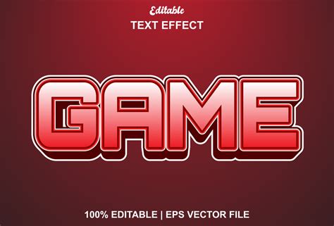 Game Text Effect With Red Color Vector Art At Vecteezy