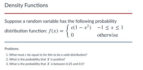 Solved Density Functions Suppose A Random Variable Has The Chegg