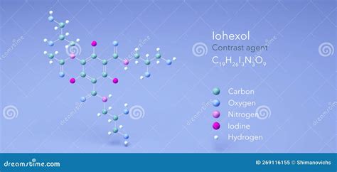 Iohexol Molecule Molecular Structures Contrast Agent 3d Model Structural Chemical Formula