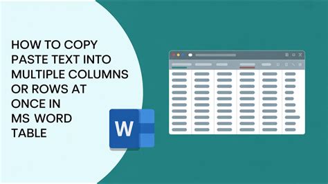 How To Copypaste Same Text Into Multiple Columns Or Rows At Once In Ms Word Table Youtube