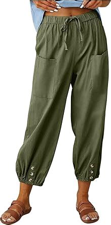 Leinenhose Damen 78 Lang Sommerhose Baumwolle Leinen Hosen Leicht