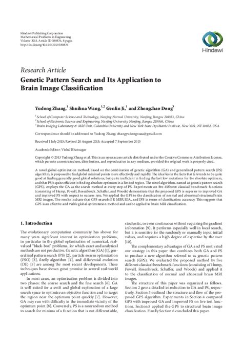 Pdf Genetic Pattern Search And Its Application To Brain Image Classification
