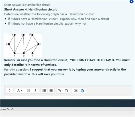 Solved Short Answer Hamiltonian Circuit Short Answer Chegg