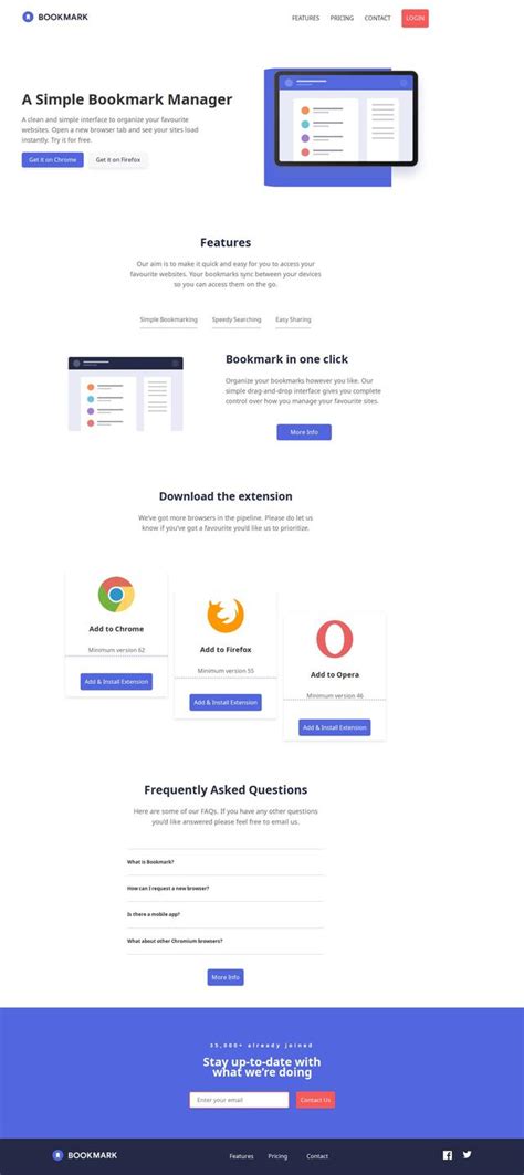 Frontend Mentor Bookmark Landing Page Using Html Css And Javascript Coding Challenge Solution