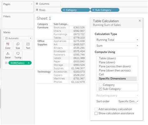 running sum and window sum calculations on tableau