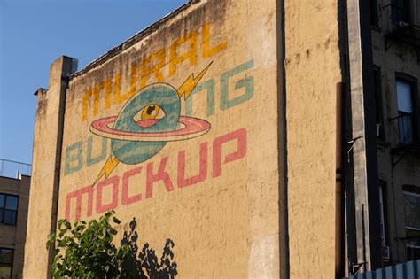 Premium Psd Mock Up Design Of Mural On City Building