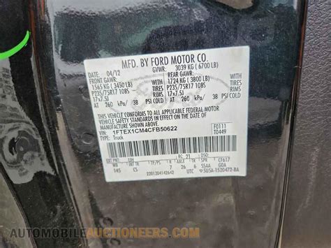 Vin 1ftex1cm4cfb50622 Car History Ford F 150 2012