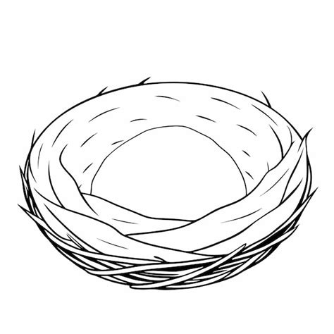 검은색 윤 일러스트레이션 새 둥지 프리미엄 Ai 생성 벡터