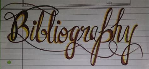 Calligraphy Word Bibliography In Two Colour Shades