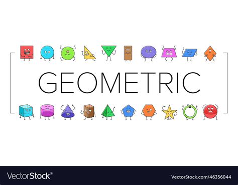Geometric Shape Character Icons Set Royalty Free Vector