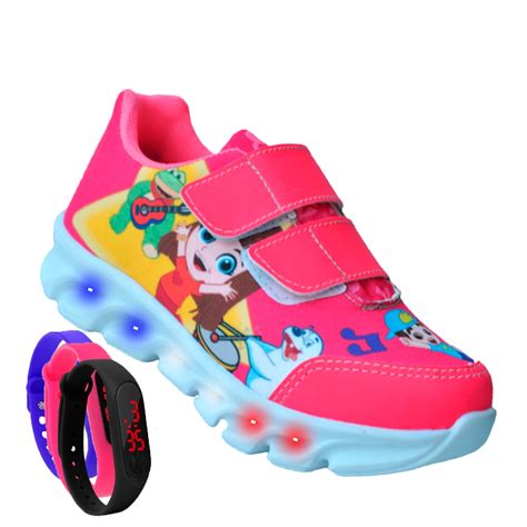 Kit Tenis Feminino Infantil De Led Meninas Giovana Lucas Neto Relógio Barato Luzinha Pisca Que