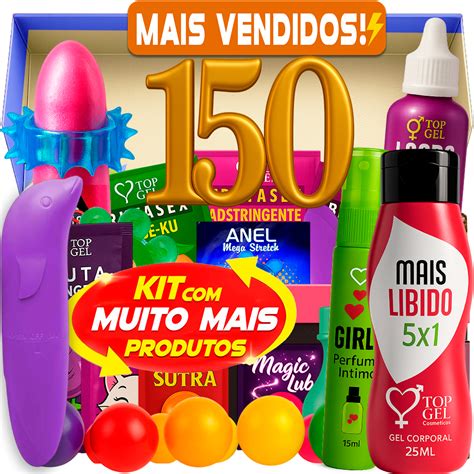 Kit Sex Shop 150 Produtos Lubrificante Intimo Casal Sexy E Vibrador Feminino Golfinho Ponto G