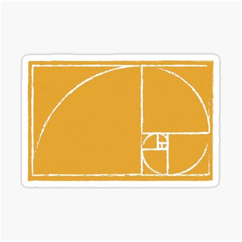 Yellow Fibonacci Sequence Sketch Golden Ratio Spiral Sticker For