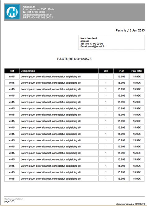Exemple HTML PDF