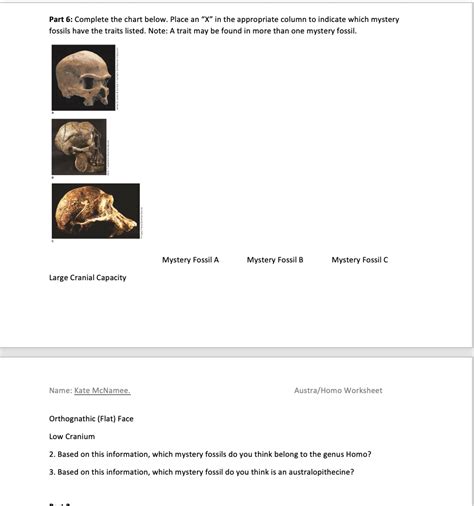 Solved Part Complete The Chart Below Place An X In Chegg Com