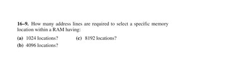 Solved 16 9 ﻿how Many Address Lines Are Required To Select
