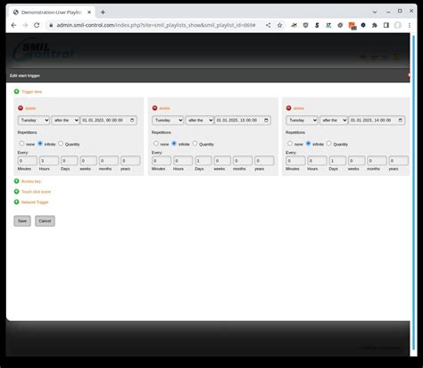 Set Digital Signage Trigger In SmilControl CMS