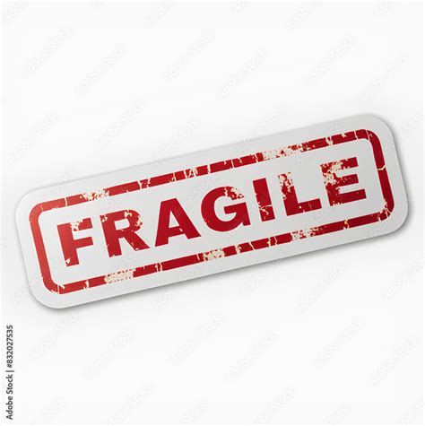 Rectangular Red Fragile Label On White Background With Dirty Texture Stock Illustration Adobe